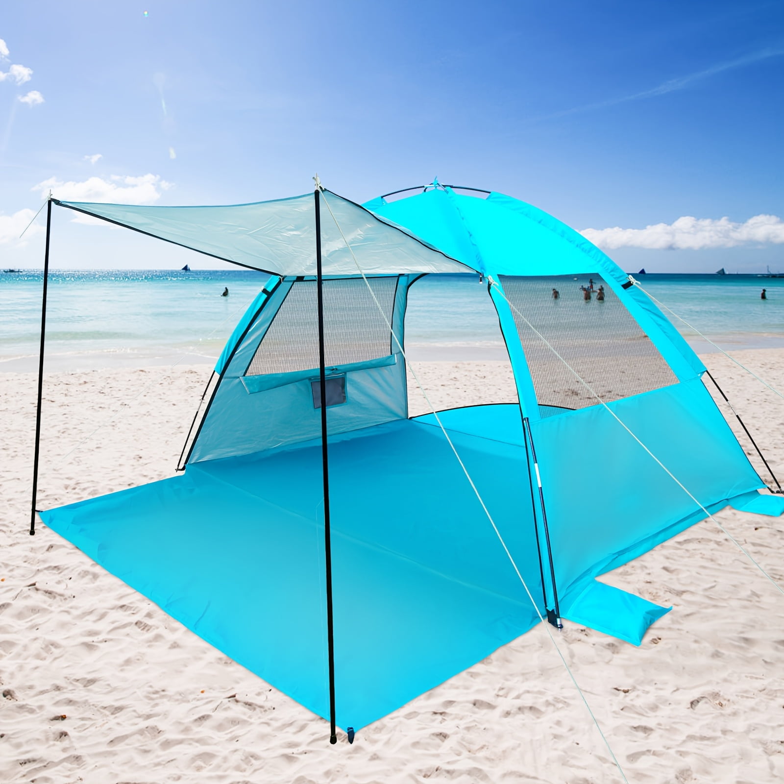 Beach Tent for 1-3 People, Portable Pop-Up Sun Shade Shelter with UPF ...