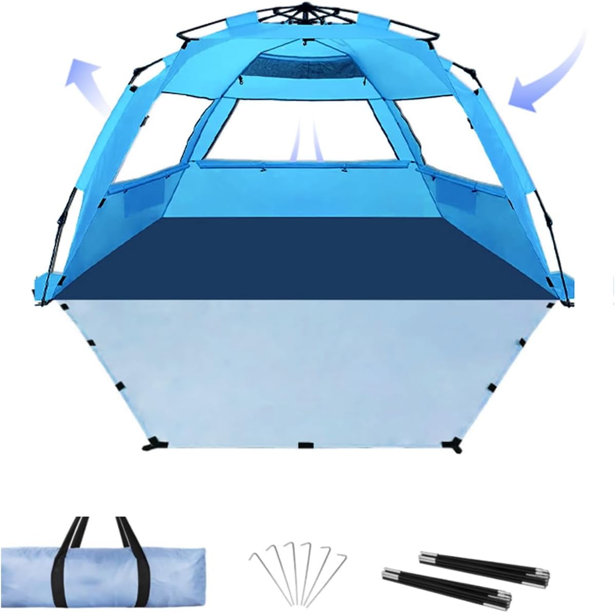 Beach Tent for 3-4 People, Pop-Up Beach Tent Automatic Setup, UV ...