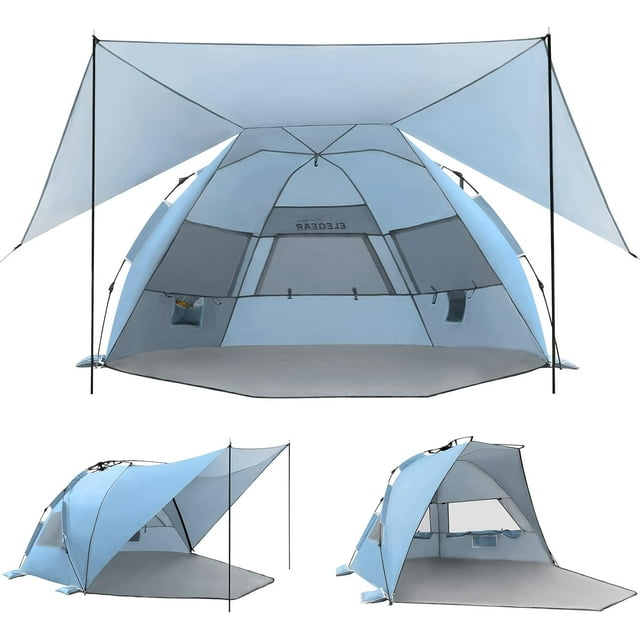 Beach Tent With 360 Removable Canopy, 4-6 Person Pop Up Sun Shade ...