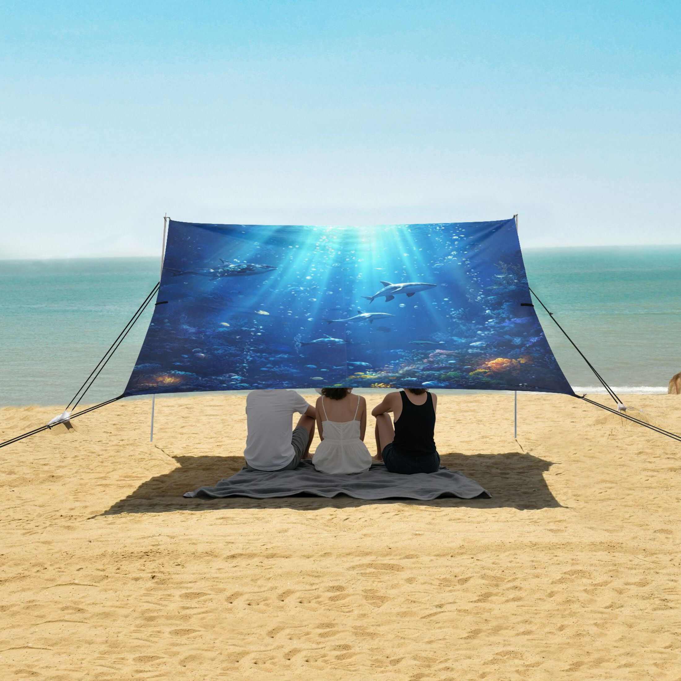 Beach Tent Beach Canopy 9.2x10.5Ft Beach Tent Sun Shelter Outdoor Canopy with Carry Bag for ...