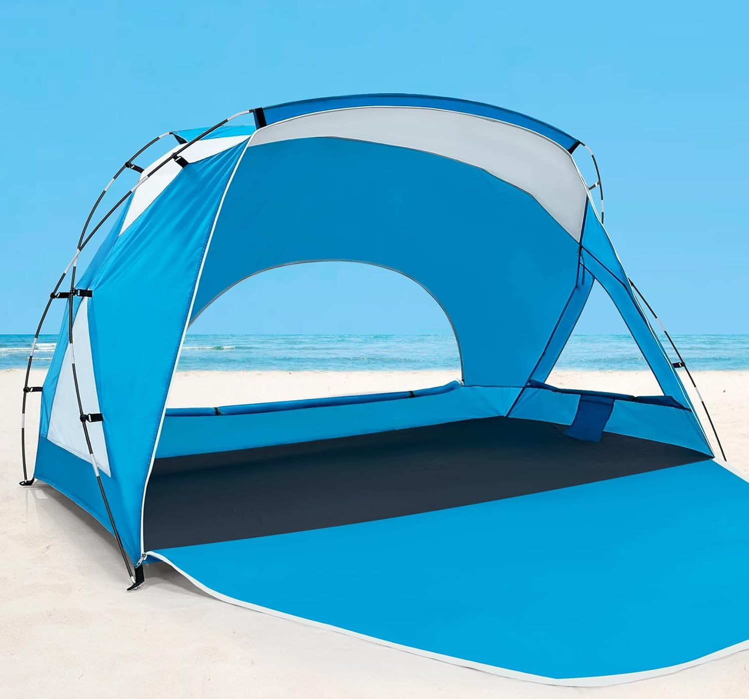 Beach Tent,Beach Canopy Shade Tent with UPF 50+UV Protection for 4-5 ...