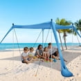 Beach Tent, Beach Canopy UPF50+ with Sandbags, Sand Shovels, Ground ...