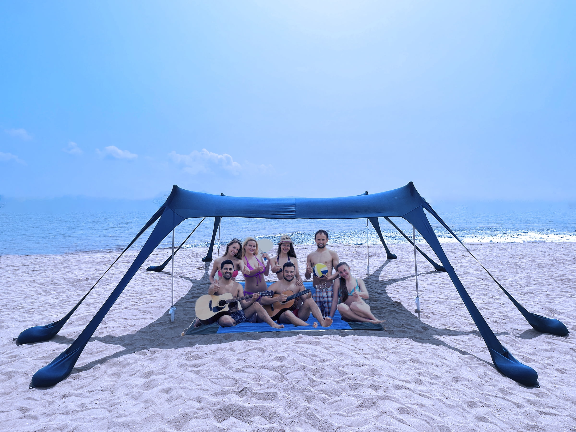 Beach Tent, Camping Sun Shelter with 8 Sandbags, Sand Shovels, Ground ...