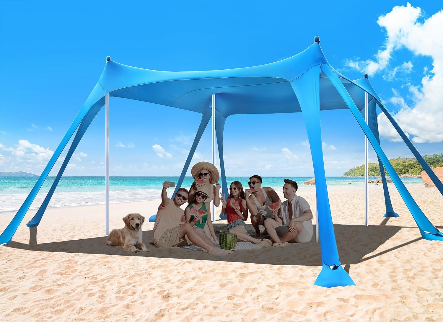 Beach Tent, Camping Sun Shelter UPF50+ with 8 Sandbags, Sand Shovels ...
