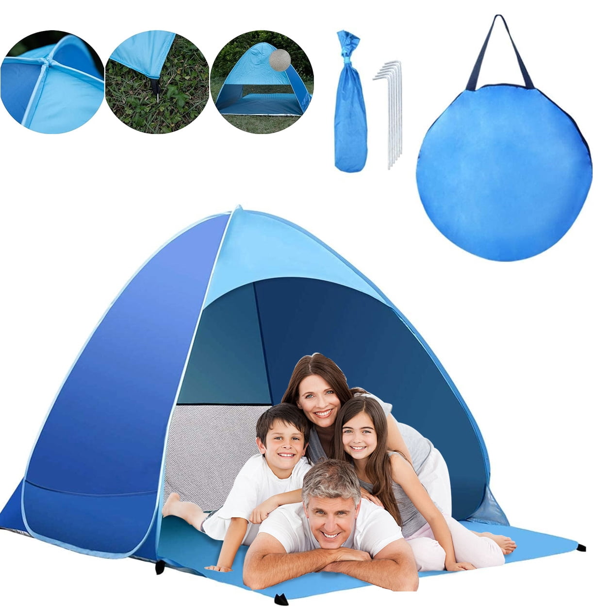 Beach Tent, Pop-Up Beach Awning, UPF 50+ Portable UV Protection Auto ...