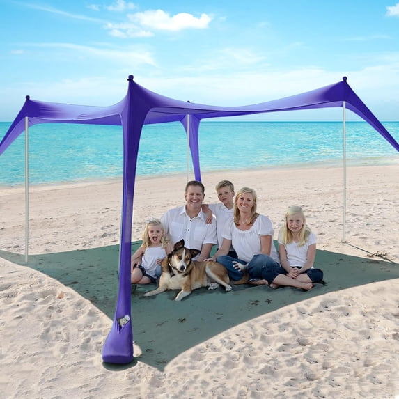Beach Tent Sun Shelter 10 x 10 Ft UPF50+ UV Protection with Sandbags ...