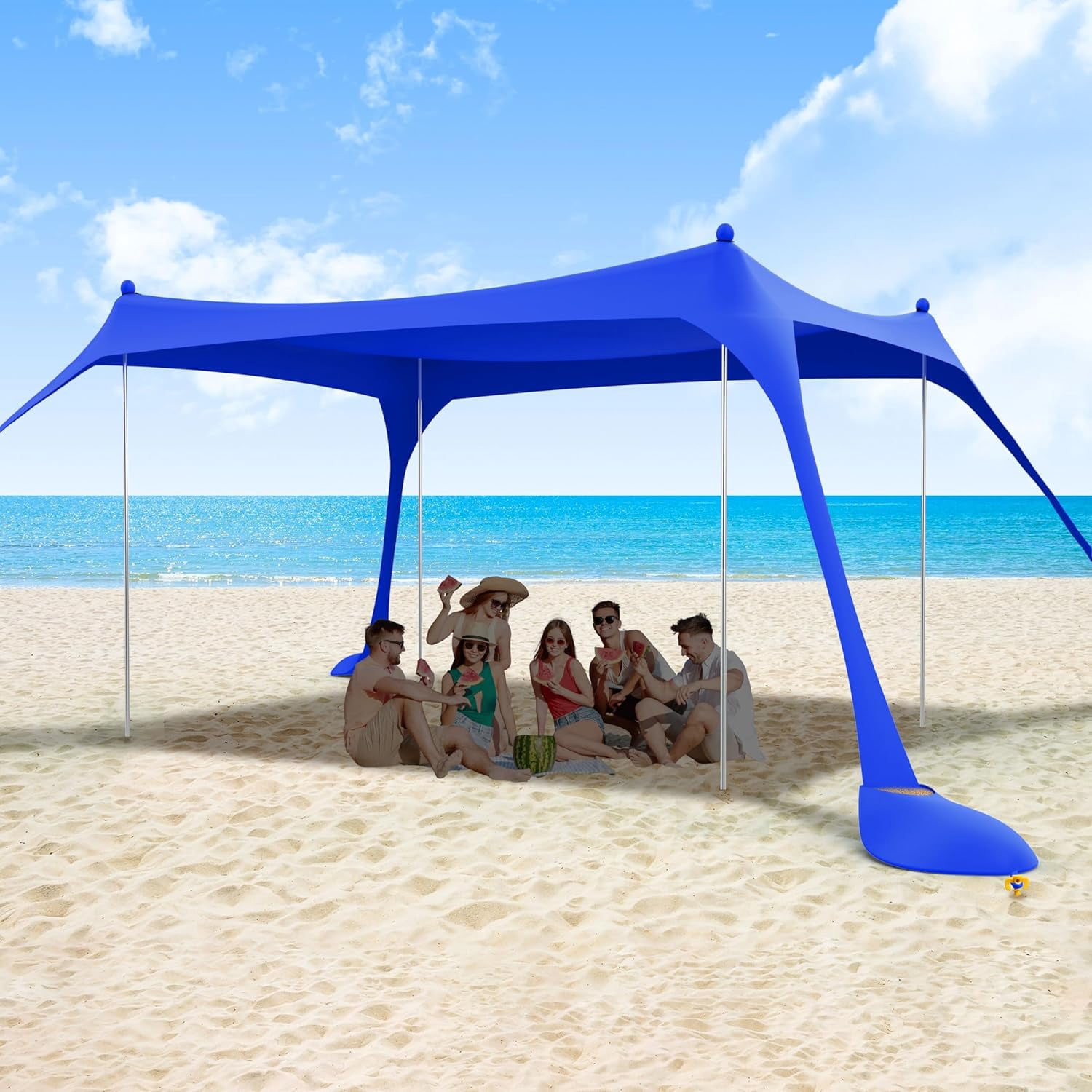 Beach Tent Sun Shelter 11X11FT UPF50+ with 4 Aluminum Foldable Poles ...
