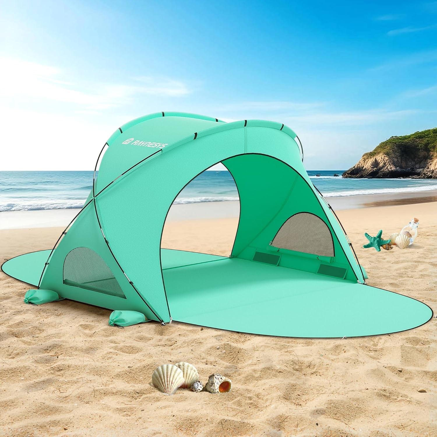 Beach Tent Sun Shelter, Beach Shade Tent with UPF50+ UV Protection ...