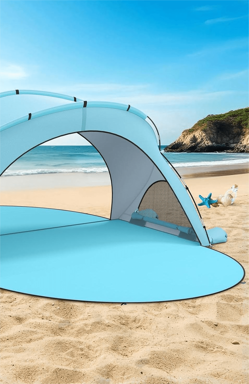 Beach Tent Sun Shelter, Beach Shade Tent with UPF50+ UV Protection ...
