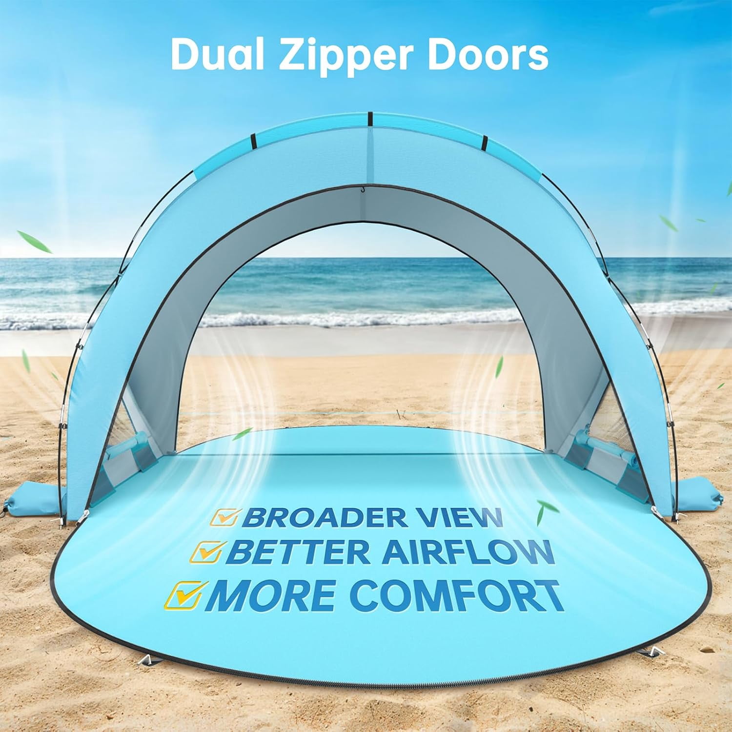 Beach Tent Sun Shelter, Beach Shade Tent with UPF50+ UV Protection, Sun ...