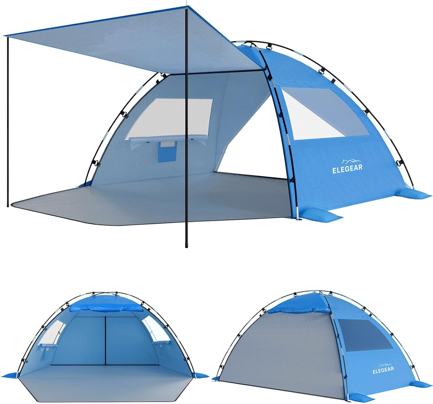 Beach Tent Sun Shelter with Canopy, 4-5 Person Pop Up Beach Tent, Easy ...