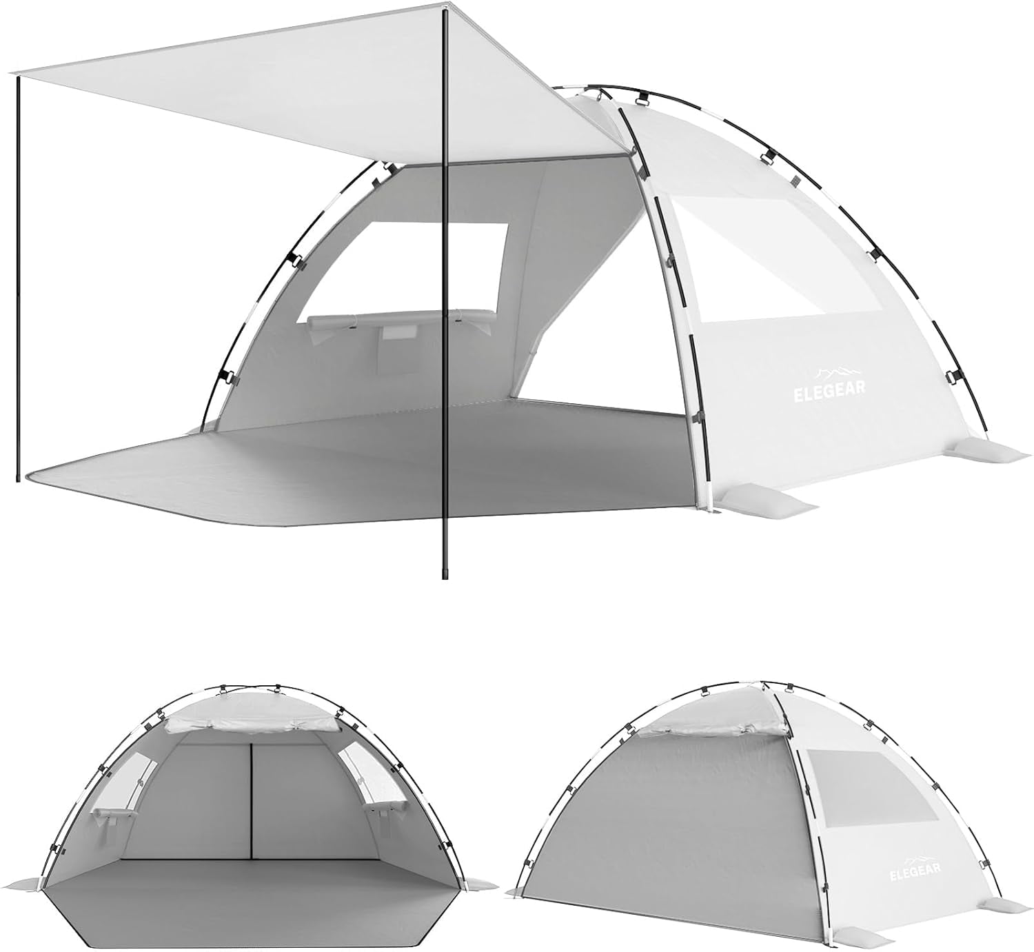 Beach Tent Sun Shelter with Canopy, 6-8 Person Pop Up Beach Tent, Easy ...
