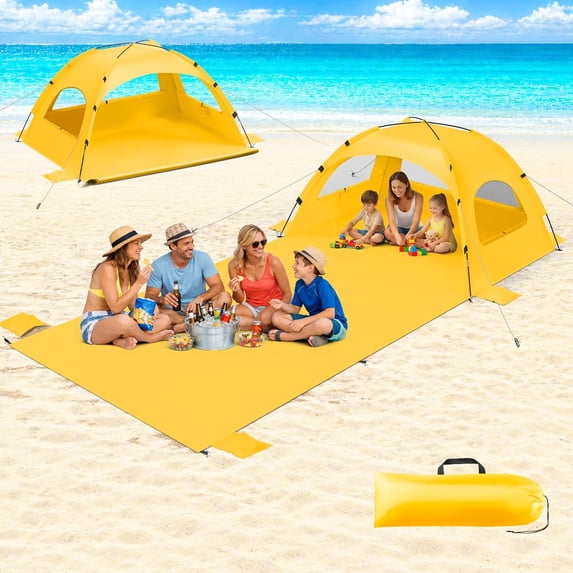 Beach Tent Sun Shelter with Extended Sand Mat 114×82inch，UPF 50 ...