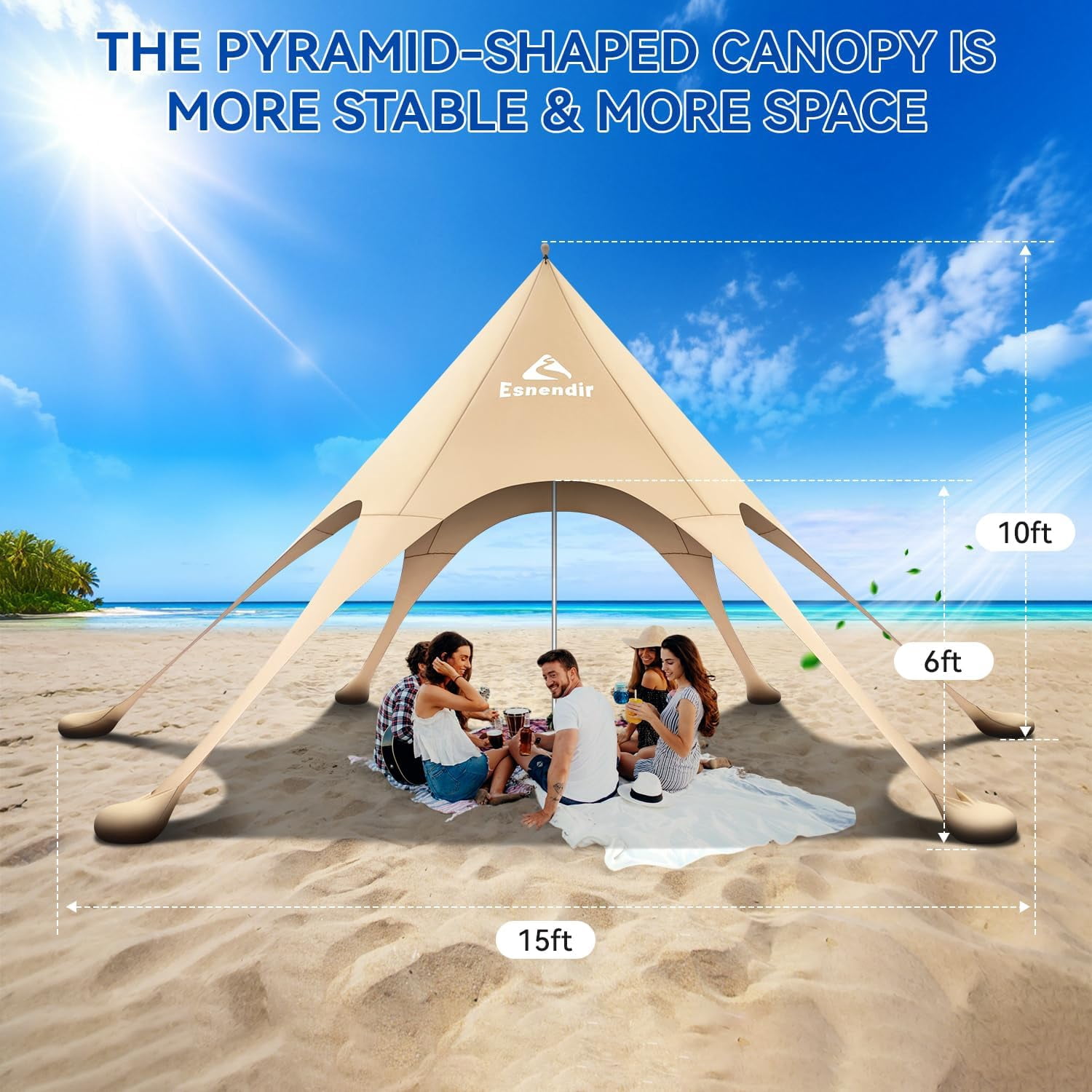 Beach Tent Sun Shelter & Portable Beach Canopy UPF 80+ Protection ...
