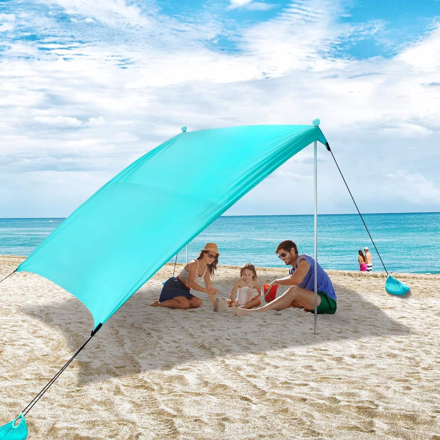 Beach Tent Sun Shelter Sunshade, UPF50+ Beach Canopy for 4 People, Easy ...
