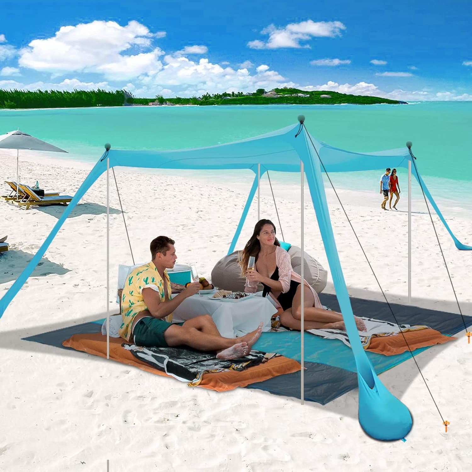 Beach Canopy, Beach Tent Sun Shelter with Beach Blanket,Beach Shade ...