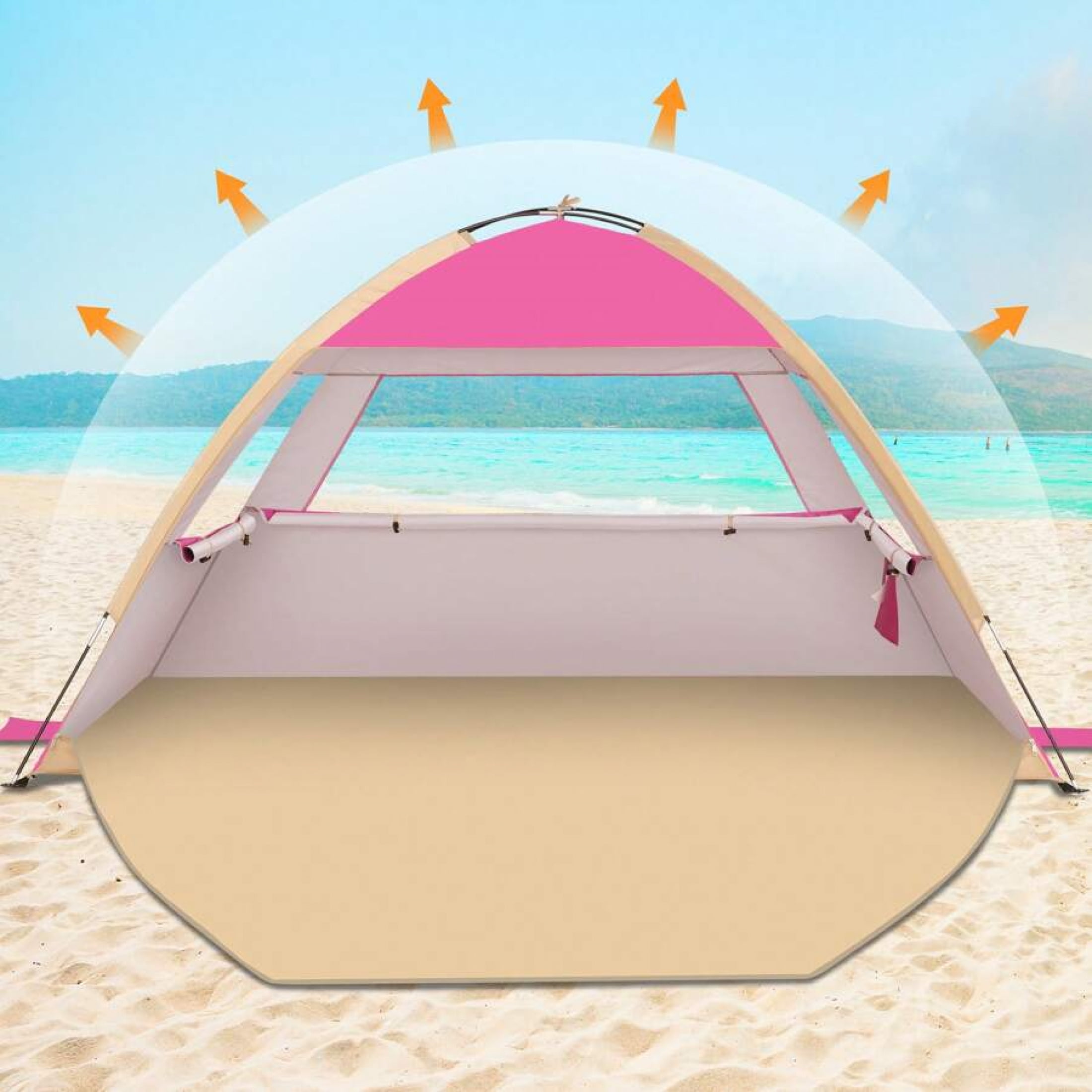 Beach Tent Sun Shelter - UPF 50+ UV Protection Canopy Lightweight Easy ...