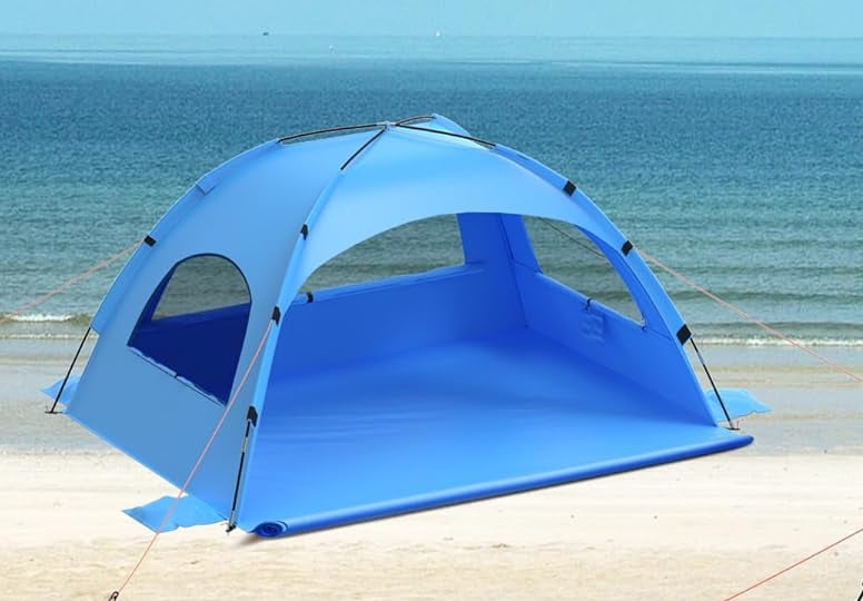 Beach Tent Sun Shelter with Extended Sand Mat，UPF Protection, Double ...