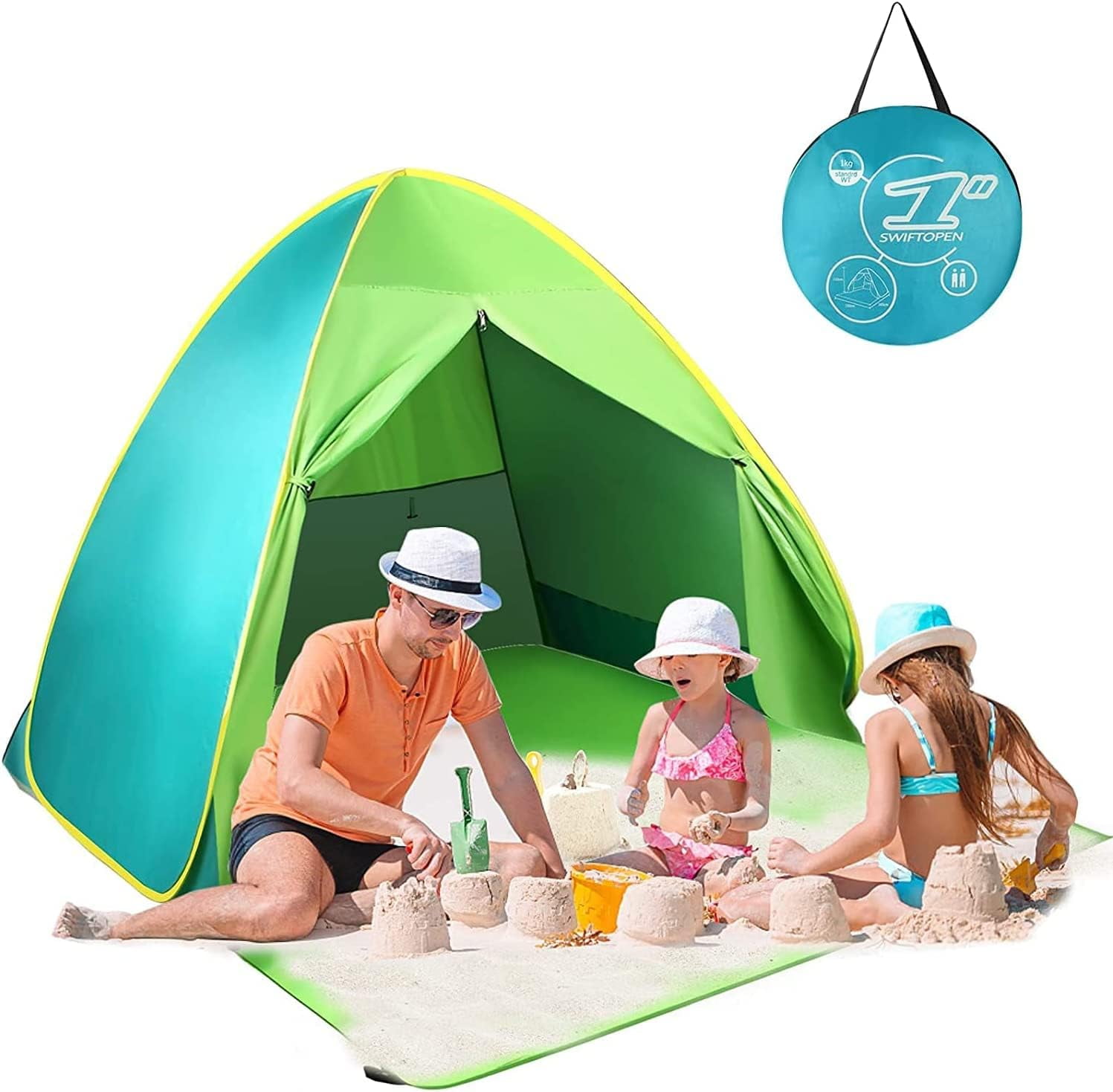 Beach Tent, UPF 50+ Easy Pop Up Beach Shade Beach Tent, Sun Shelter ...