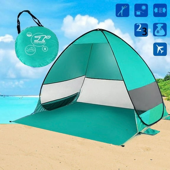 Beach Tent Sun Shelter with Canopy, 4-5 Person Pop Up Beach Tent, Easy ...