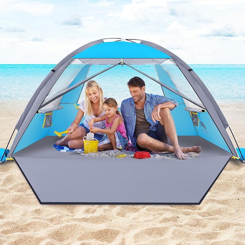 Beach Tent, UPF 50+ UV Protection Sun Shade Shelter for 3/4/5/6/7/8 Person, Portable Beach ...