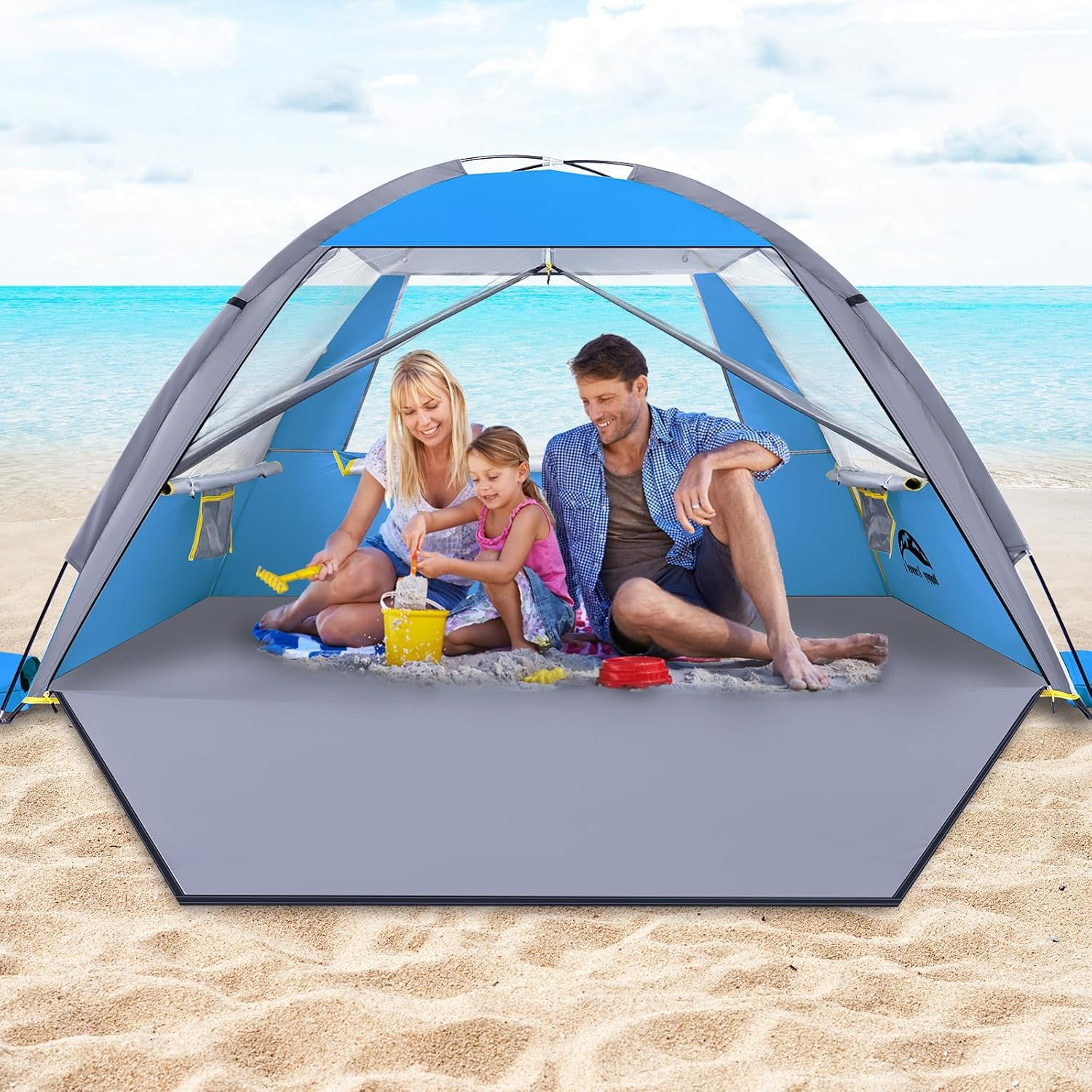 Beach Tent, UPF 50+ UV Protection Sun Shade Shelter for 3/4/5/6/7/8 Person, Portable Beach ...