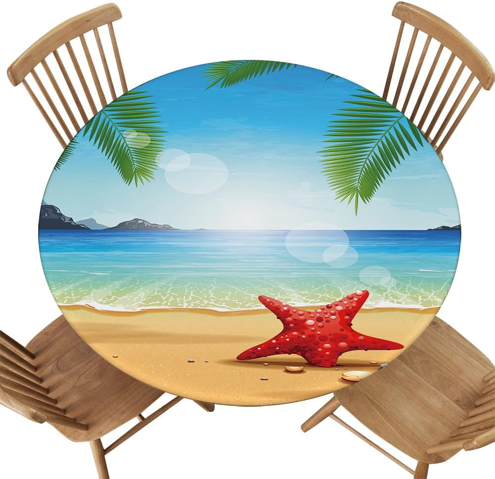 Beach Texture Background Round Fitted Tablecloth with Elastic Edge ...