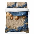 Beach Theme 3 Piece Quilt Bedding Set with 2 Pillow Shams, Summer ...