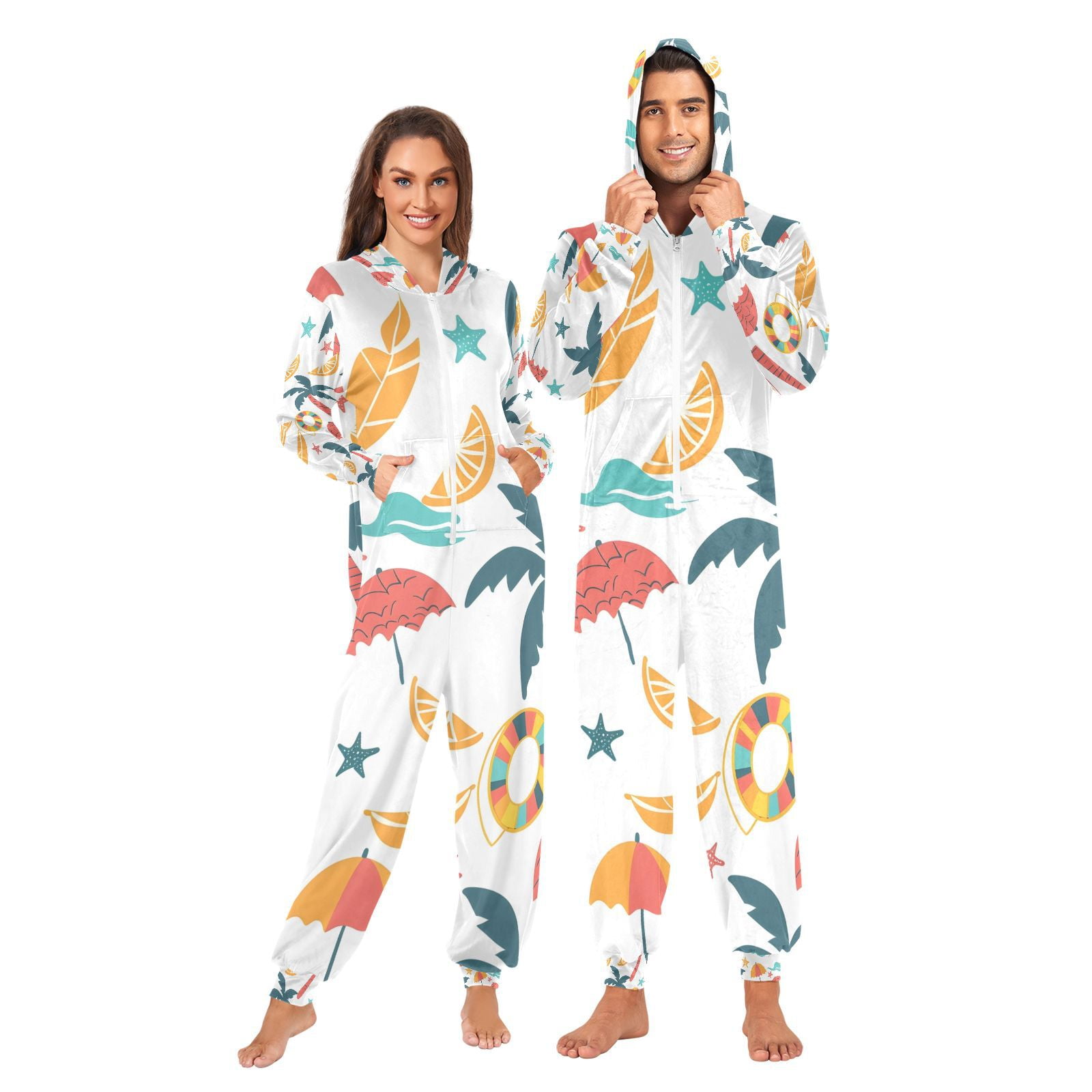 Beach Theme Adult Onesie Pajamas Slim Fit Christmas One Piece Suit Pjs ...