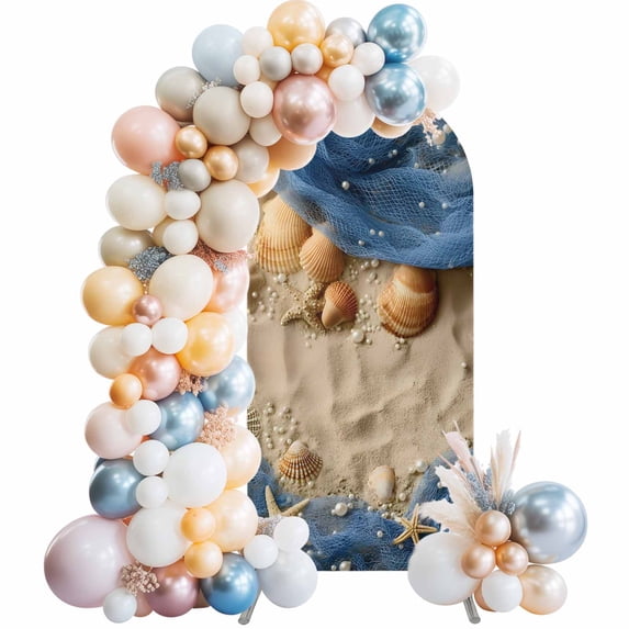Beach Theme Arch Backdrop Cover 7.2 FT Summer Seaside Sand Starfish ...