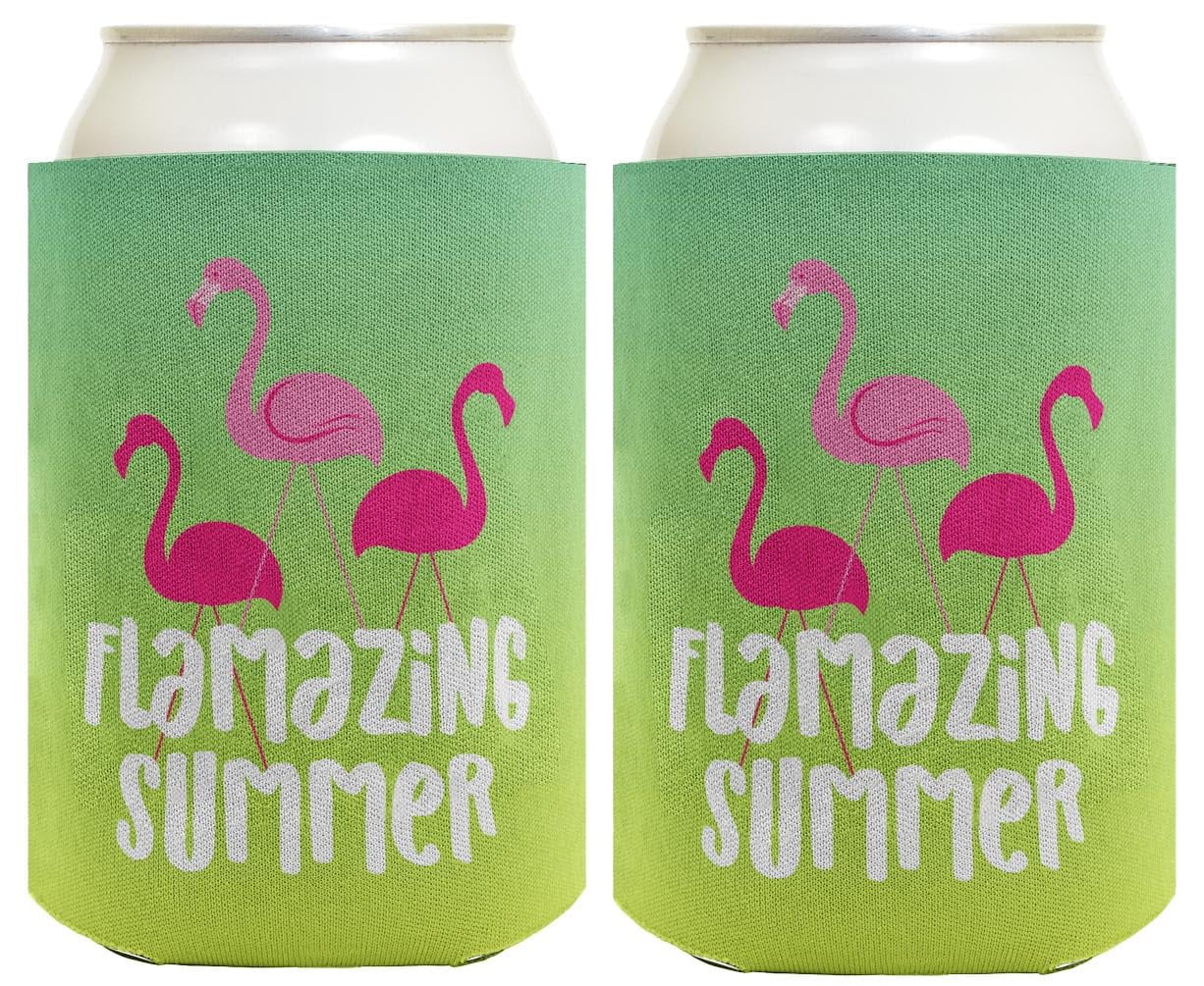 Beach Theme Can Cooler Sleeve Summer Vibes Flamazing Summer 2-Pack Can ...