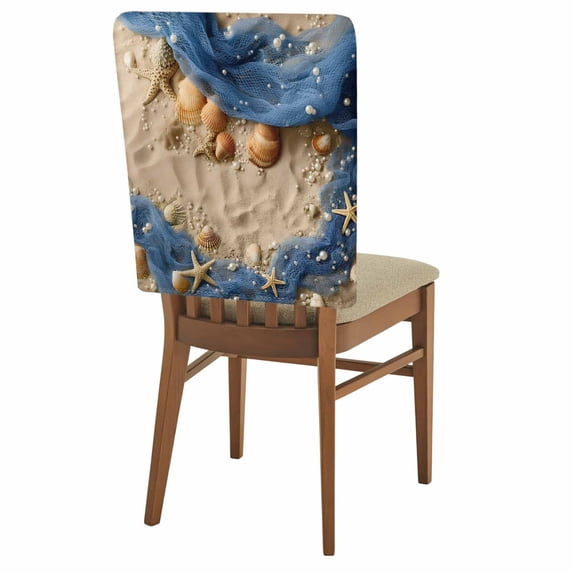 Beach Theme Chair Back Covers Set of 4 Summer Seaside Sand Starfish ...
