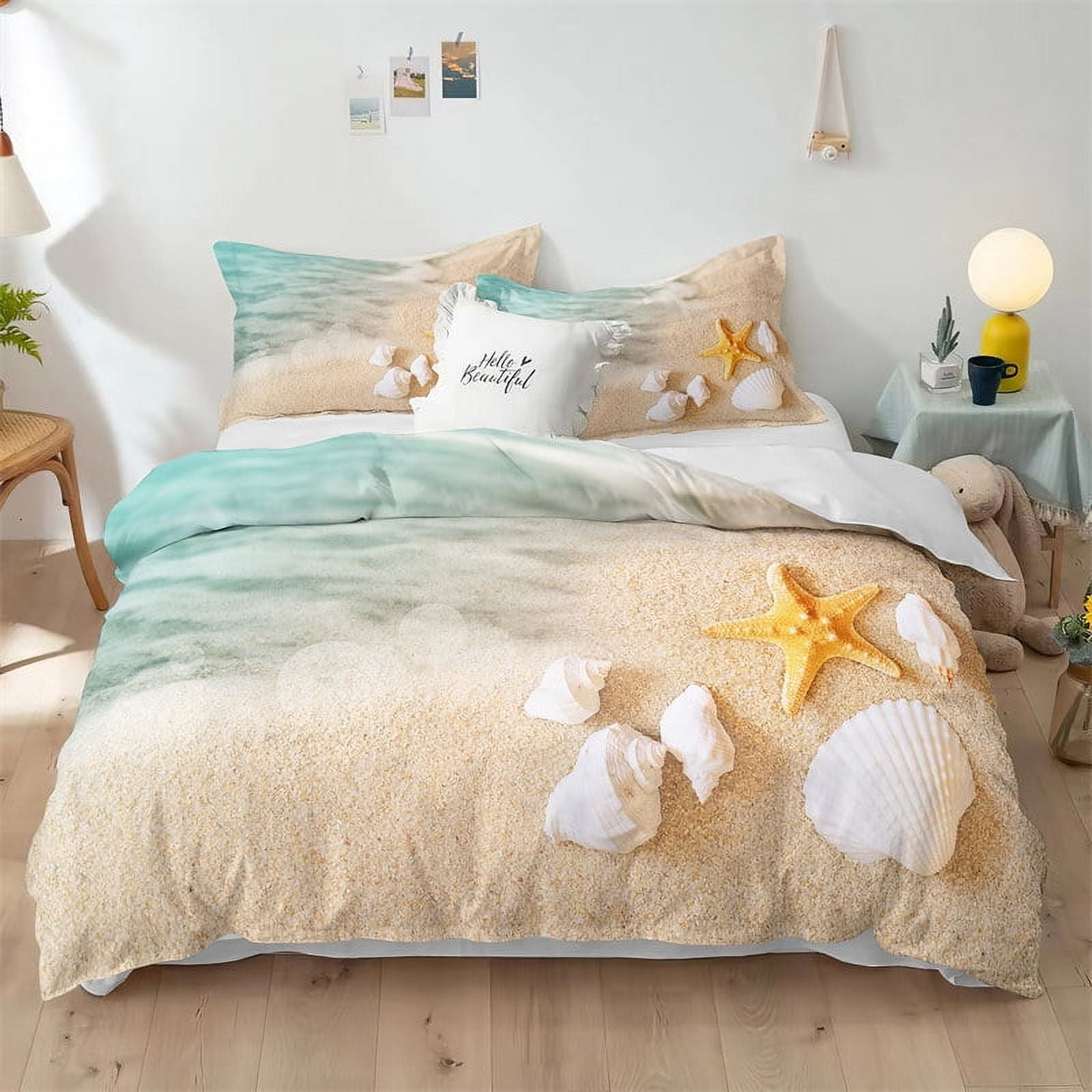 Beach Theme Duvet Cover Set Blue Ocean Bedding Set King For Kids ...