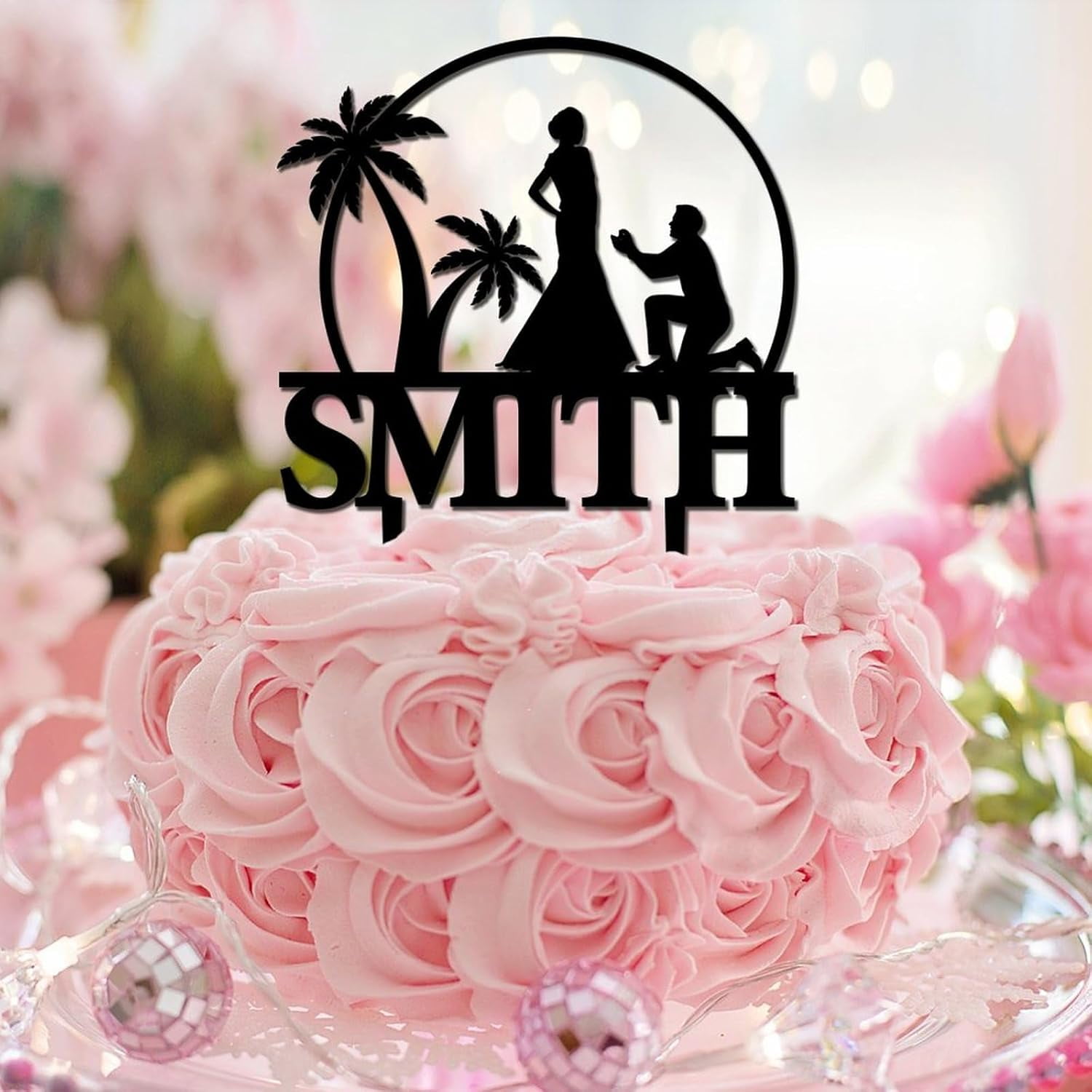 Beach Theme Mr & Mrs Birthday Cake Topper Palm Tree Hawaii Ocean Travel ...