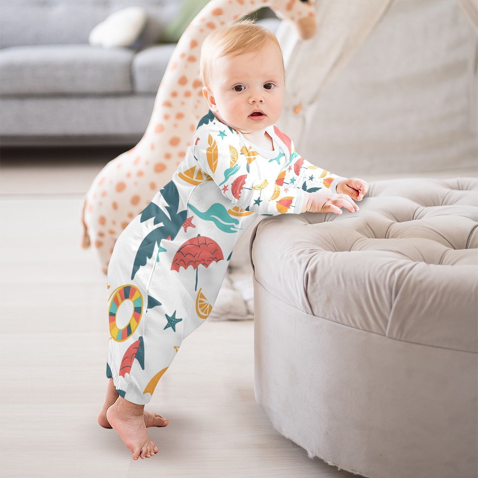 Beach Theme Newborn Baby Sleeper Gowns Baby Nightdress Cotton Long ...