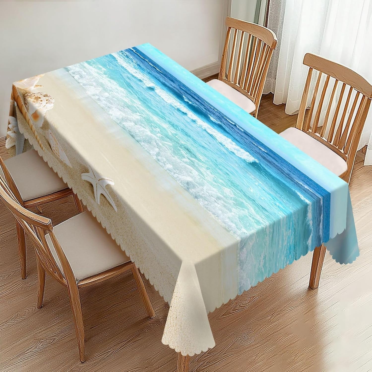 Beach Theme Rectangle Tablecloths Summer Ocean Table Cloths Dacorative ...