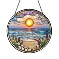 Beach Theme Seashell Glass Suncatcher for Windows, Soft Coastal Style ...