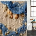 Beach Theme Shower Curtain, Summer Seaside Sand Starfish Pearls Fishing ...