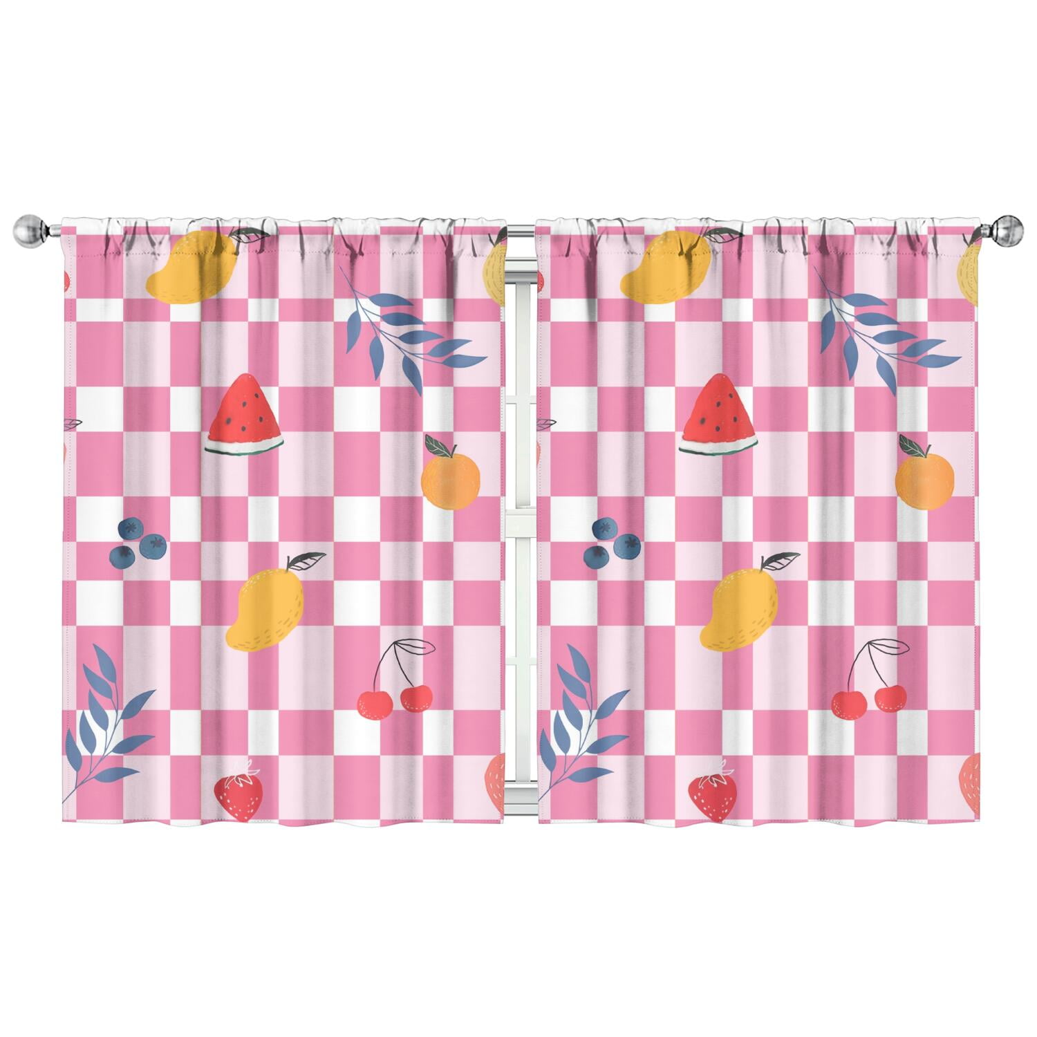 Beach Theme Watermelon Kitchen Curtains Set of 2, 42x54 Inch Summer ...