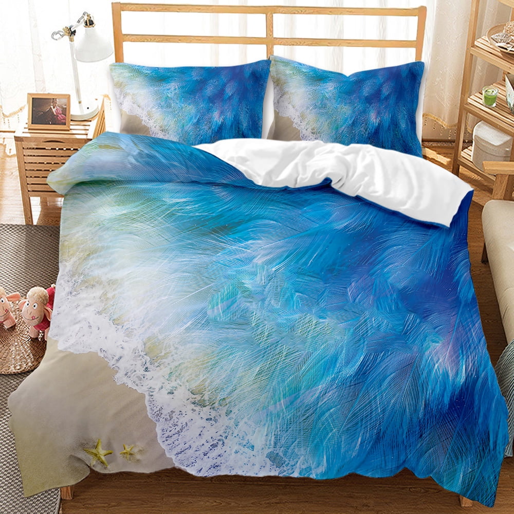 Beach Themed Bedding Set Blue Ocean Duvet Cover Set StarCoastal Bedding ...