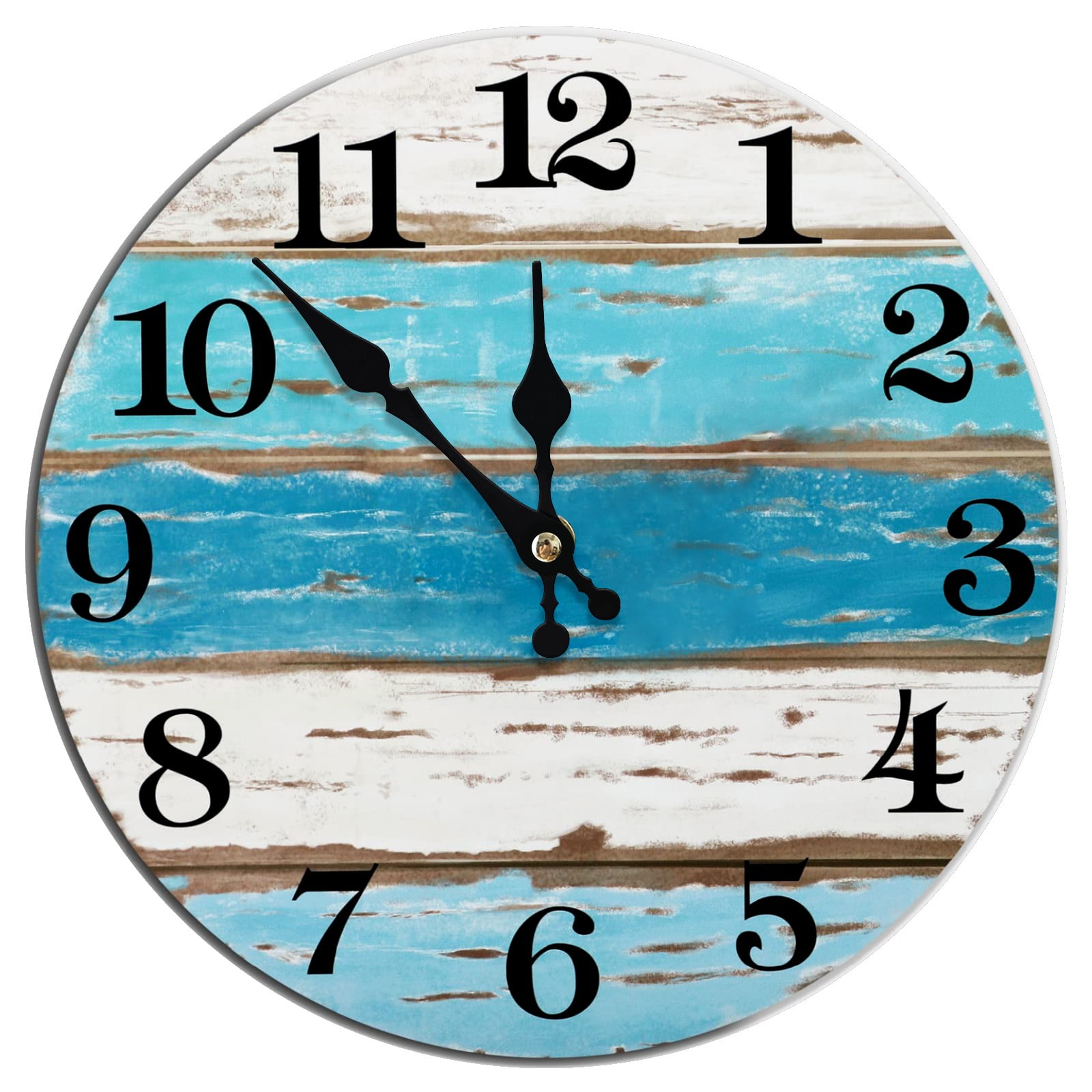 Beach Themed Blue Wall Clocks Battery Operated Silent Non-Ticking ...