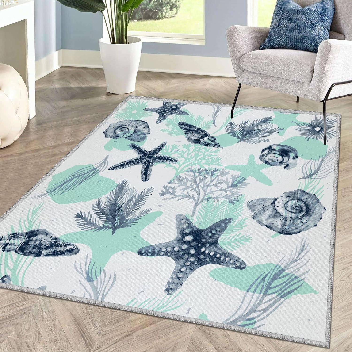 Beach Themed Carpet for Living Room rations Sofa Table Large Area Rugs ...