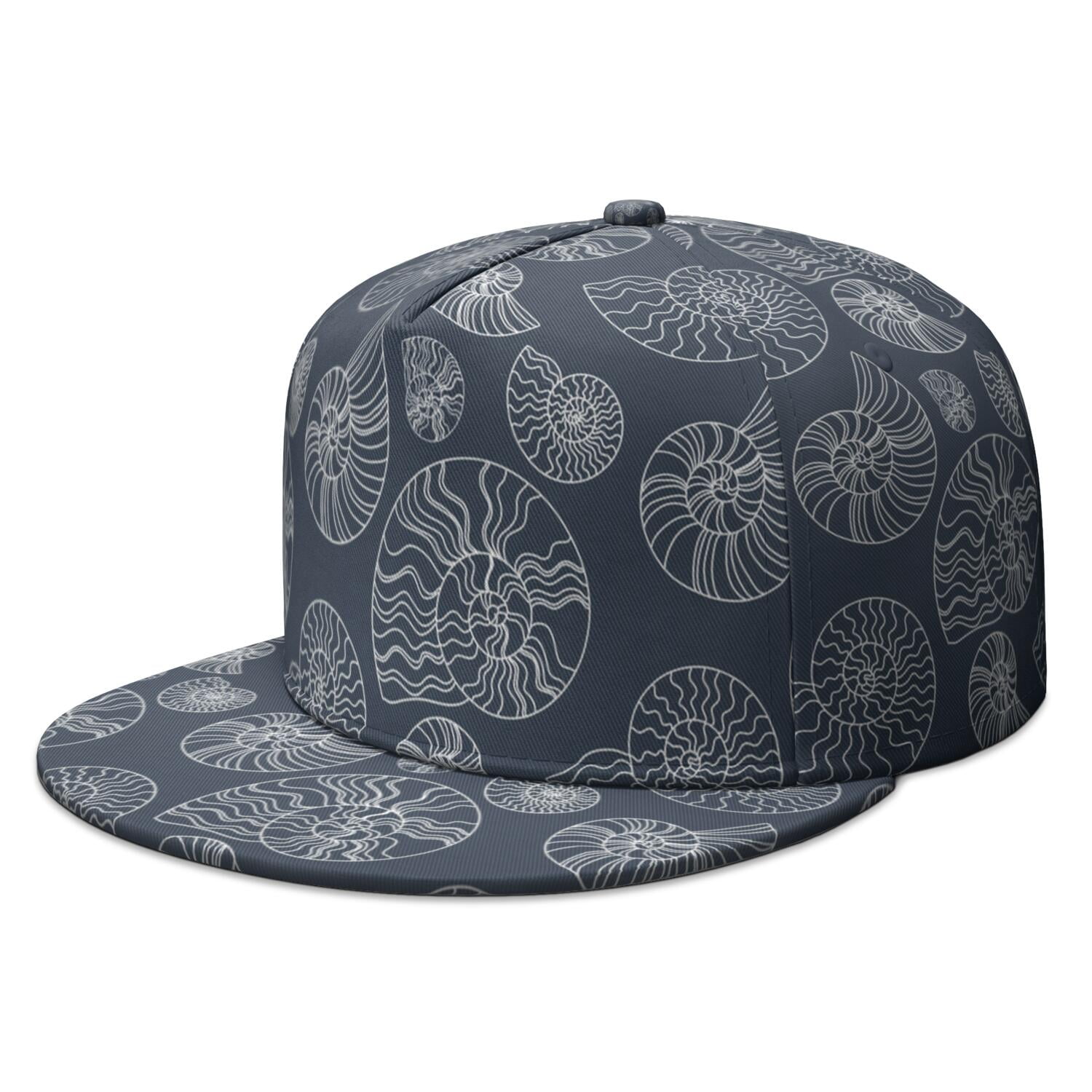 Beach-Themed Flat Bill Snapback Hat - Seashell, Starfish & Coral Design ...