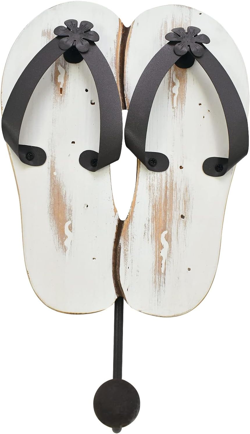 Beach Themed Flip Flop Wall Mounted Coat Hooks Towel Rack,Solid Fir ...