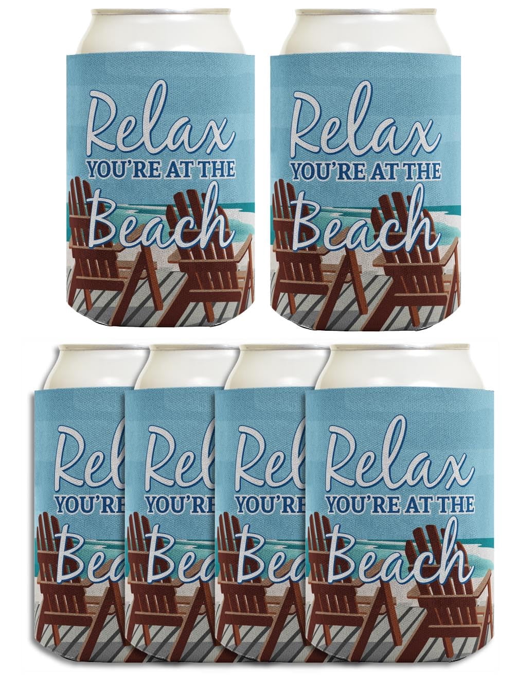 Beach Themed Gifts Relax You're at the Beach Coolie 6-Pack Can Drink ...