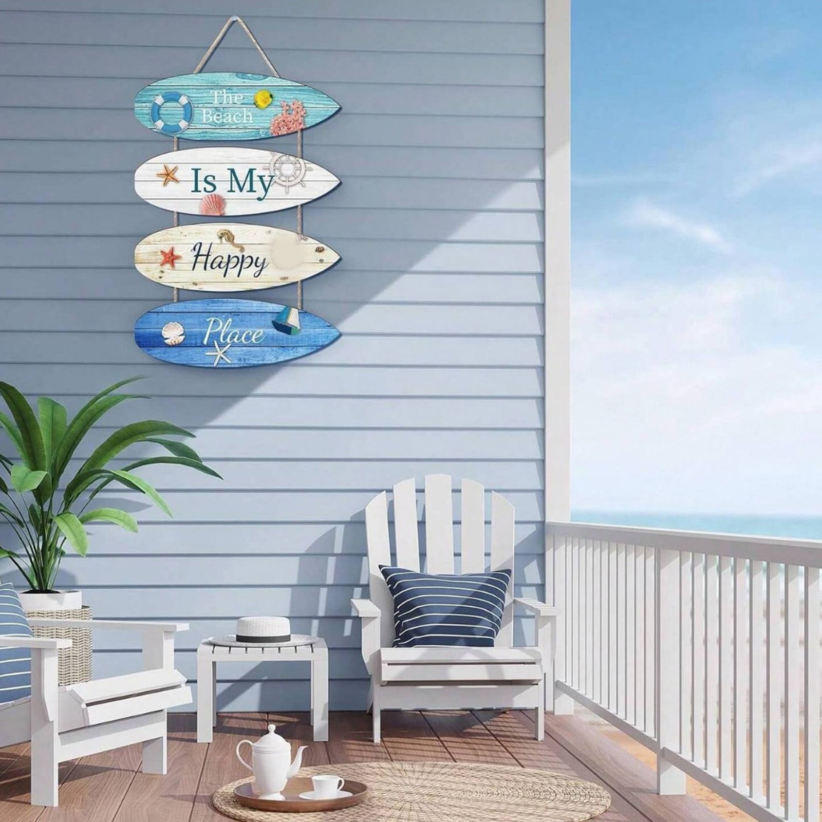 Beach Themed Hanging Surfboard Sign 'The Beach Is My Happy Place ...
