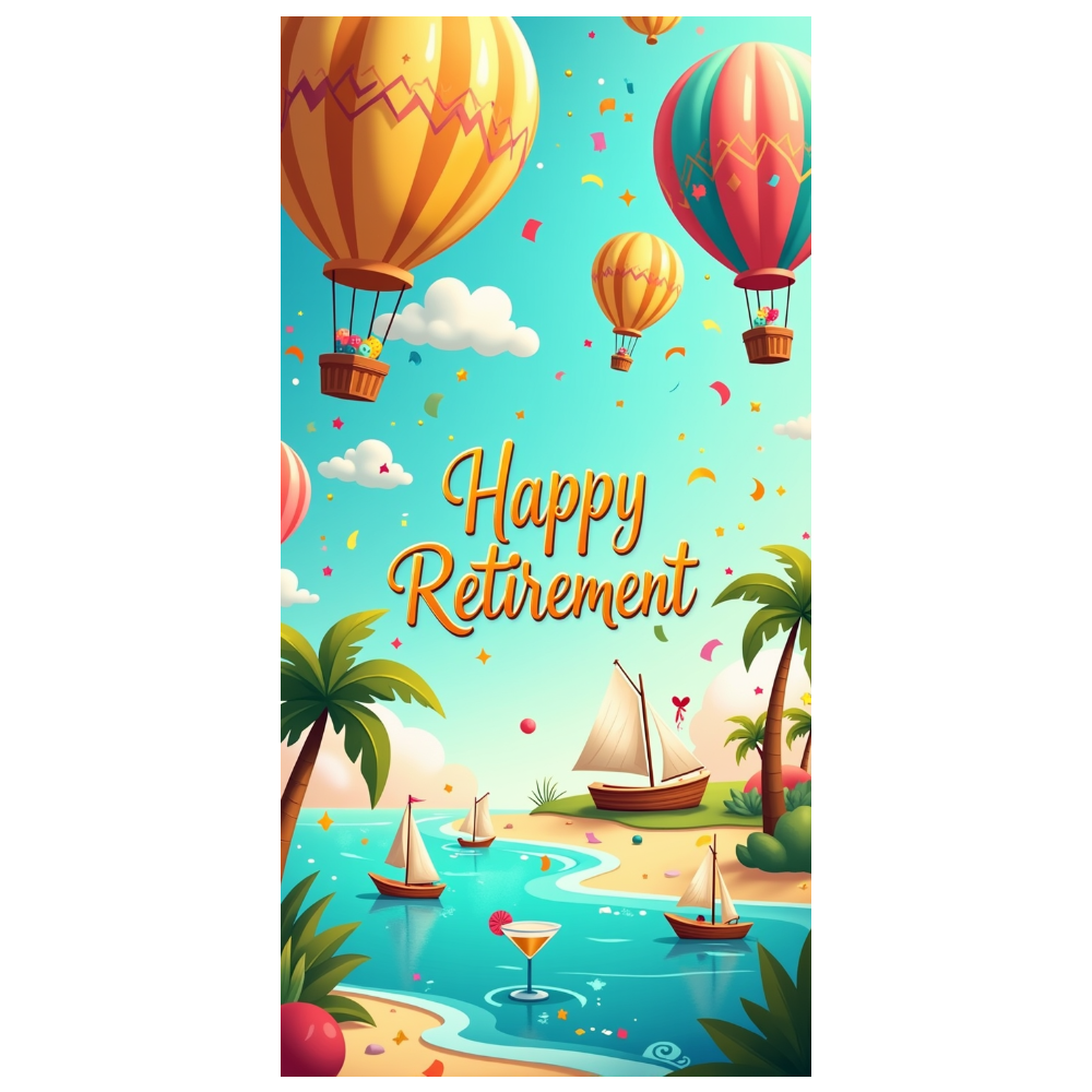 Beach Themed Happy Retirement Backdrop Banner Party Decorations for ...