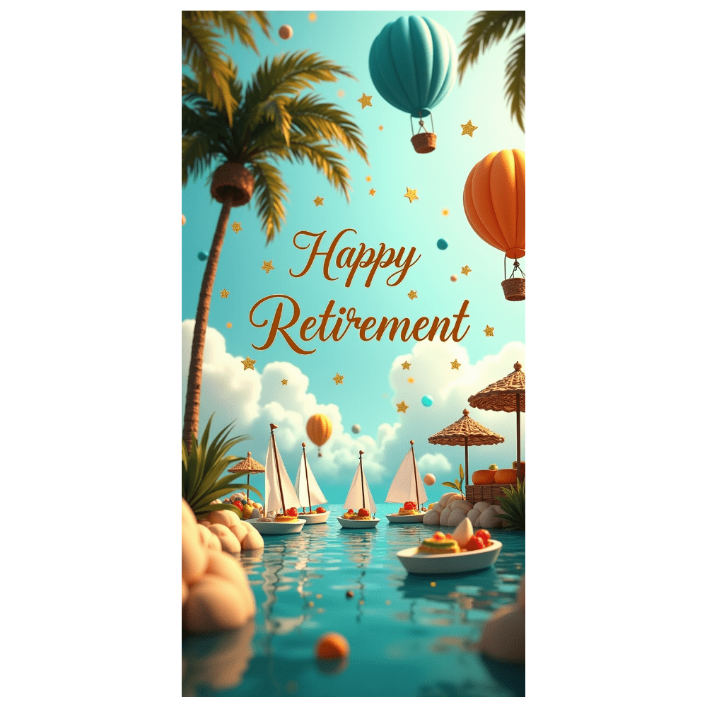 Beach Themed Happy Retirement Backdrop Banner Party Decorations for ...