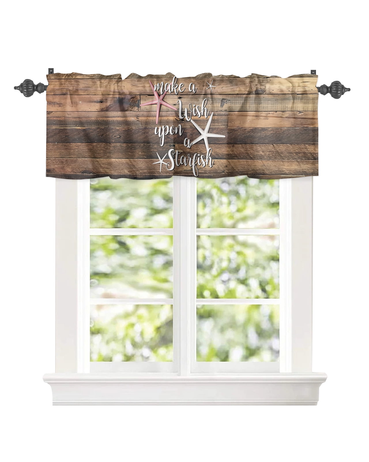 Beach Themed Starfish Sea Quotes Rod Pocket Valance Window Curtains ...