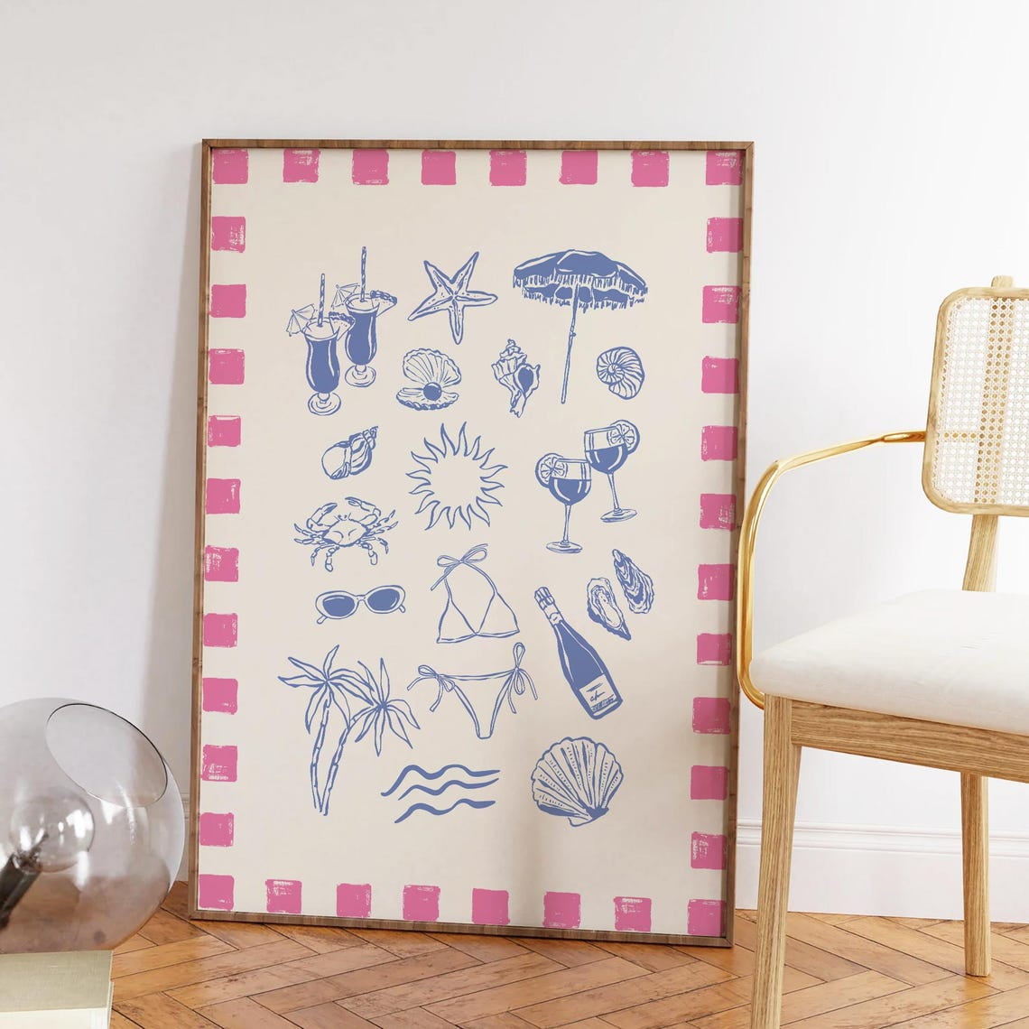Beach Things Poster Cute Summer Art Beachy Wall Trendy House Decor ...